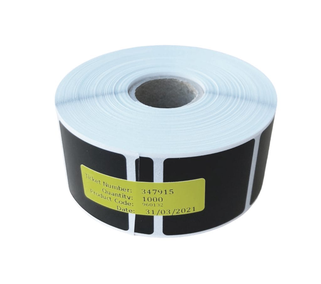 Labelling Solutions | 1000 roll 35mm x 35mm square Black polypropylene ...