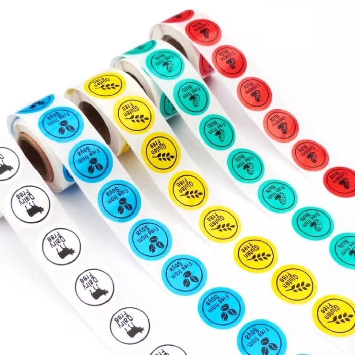 Labelling Solutions | 1000 x rolls 25mm round red contains nuts ...